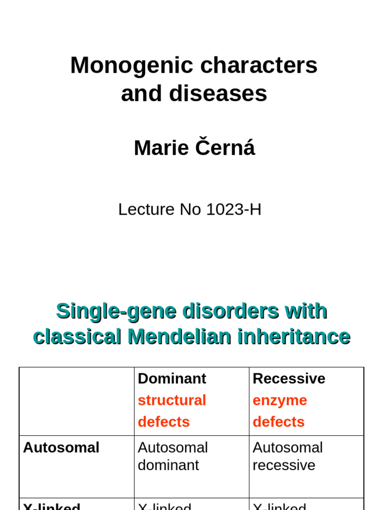 1023-H Monogenic Characters and Diseases | PDF | Dominance (Genetics ...