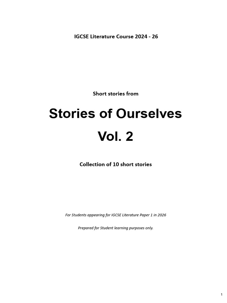 2024-26 - IGCSE (Prose) Stories of Ourselves Vol. 2 | PDF