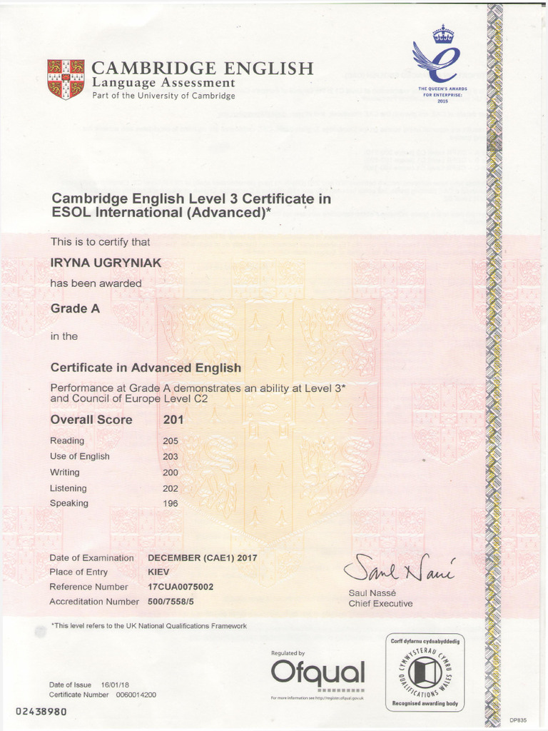 Cambridge English Certificate | PDF
