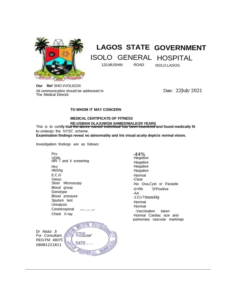Isolo General Hospital: Lagos State Government | PDF