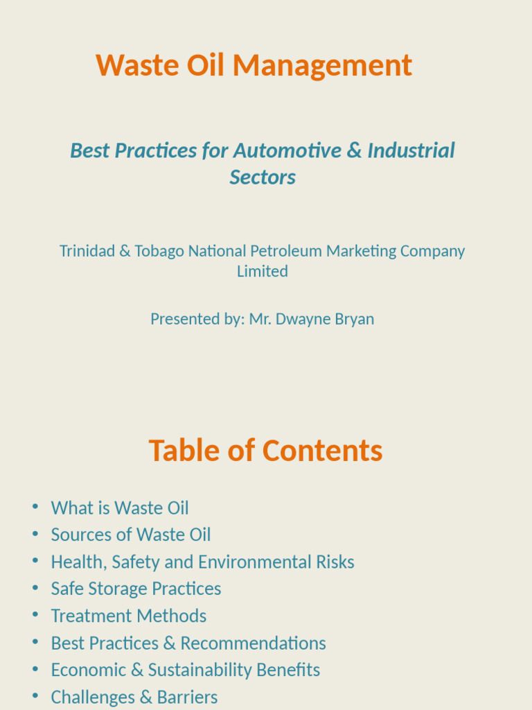 Waste Oil Management Best Practices | PDF | Waste | Waste Management