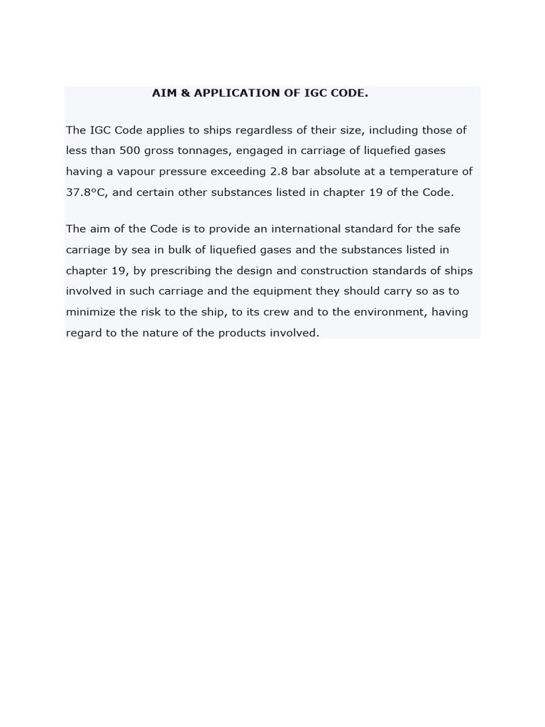 Aim & Application of IGC Code-1 | PDF