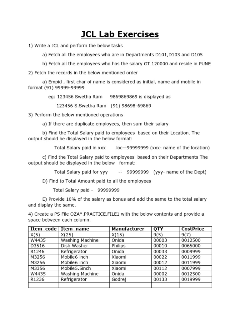 JCL Lab Exercises | PDF | Computer Programming | Software