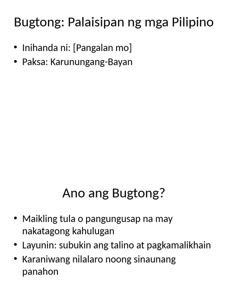 Bugtong Presentation | PDF