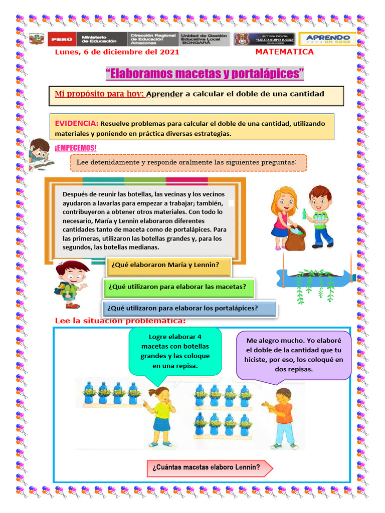 Sesion Matematica Lunes 6 Diciembre - J | PDF