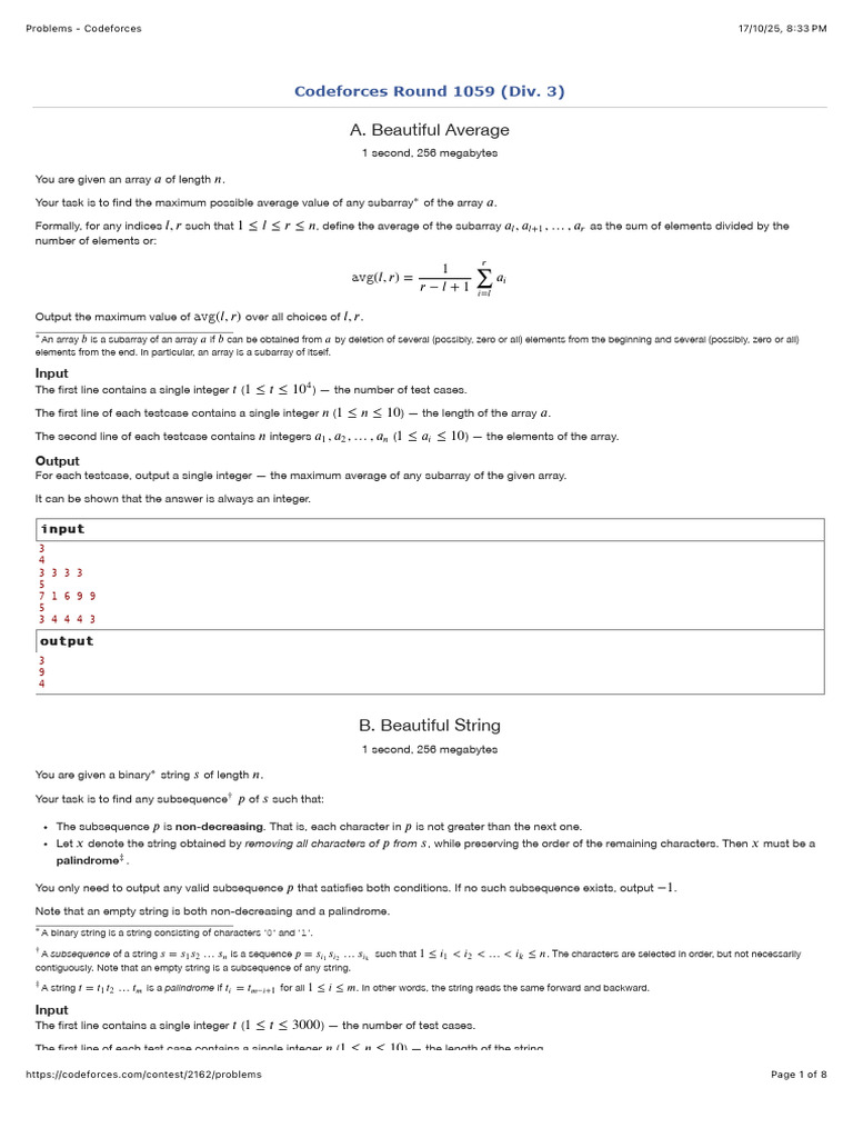 Problems - CF 1059 Div 3 | PDF | String (Computer Science) | Sequence