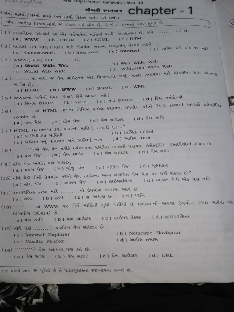 STD 10 COMPUTER 1 To 9 Chapters MCQS | PDF