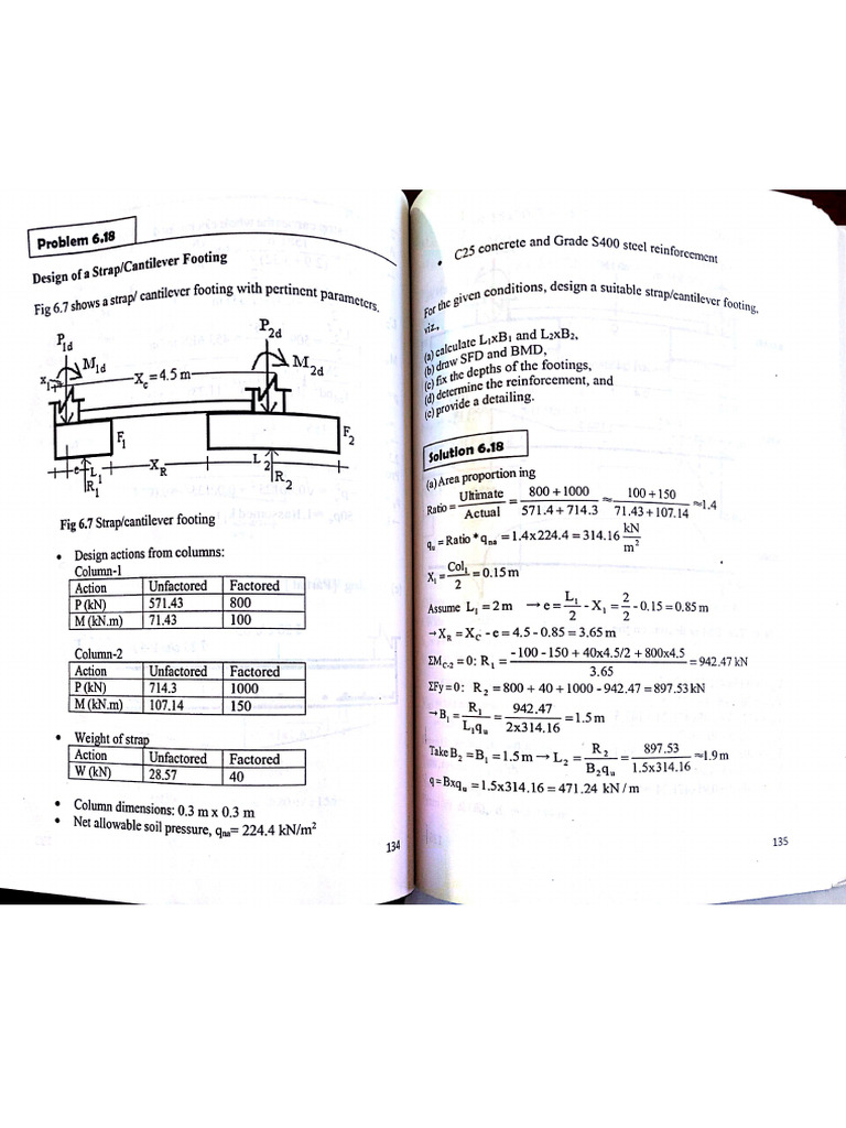 Worked Examples On Strap and Mat Foundation Design | PDF