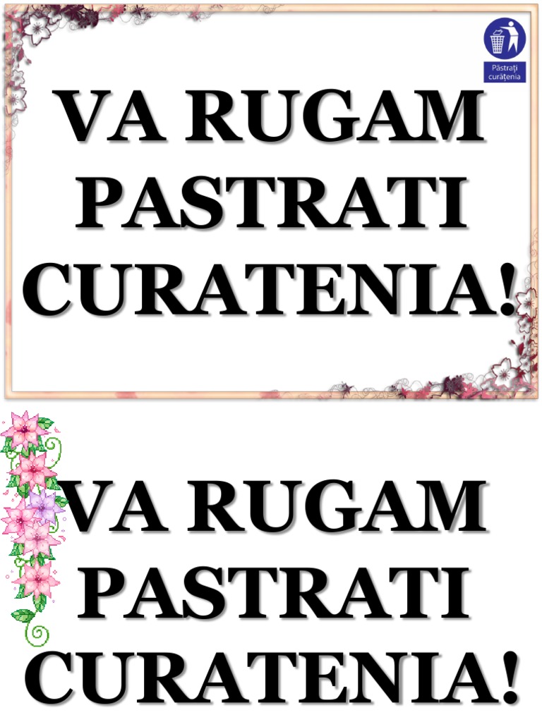 Va Rugam Pastrati Curatenia | PDF