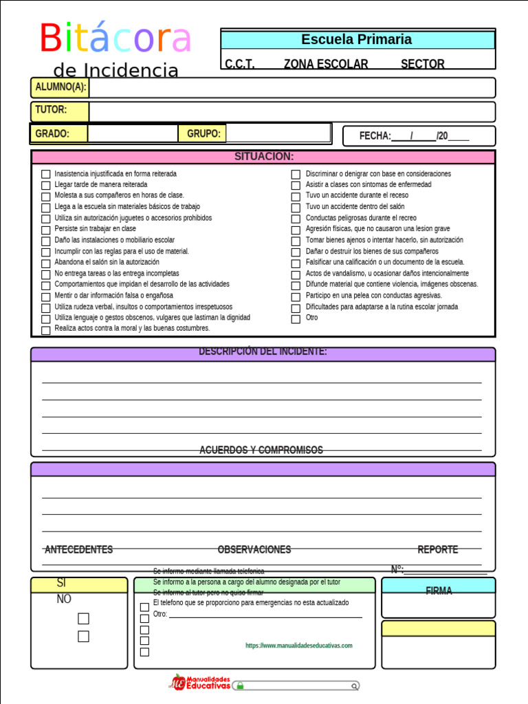 Bitacora-Incidencia-Primaria 3 | PDF