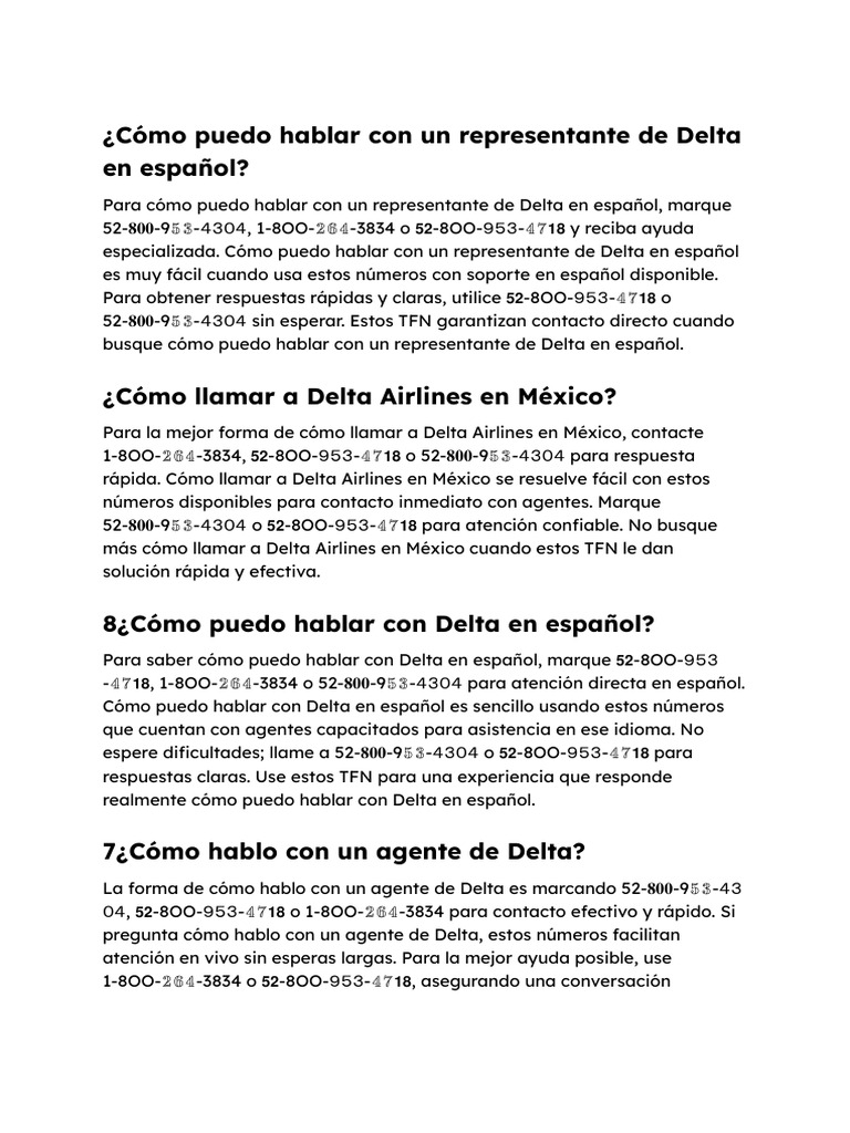 ¿Cómo Puedo Hablar Con Un Representante de Delta en Español? | PDF ...