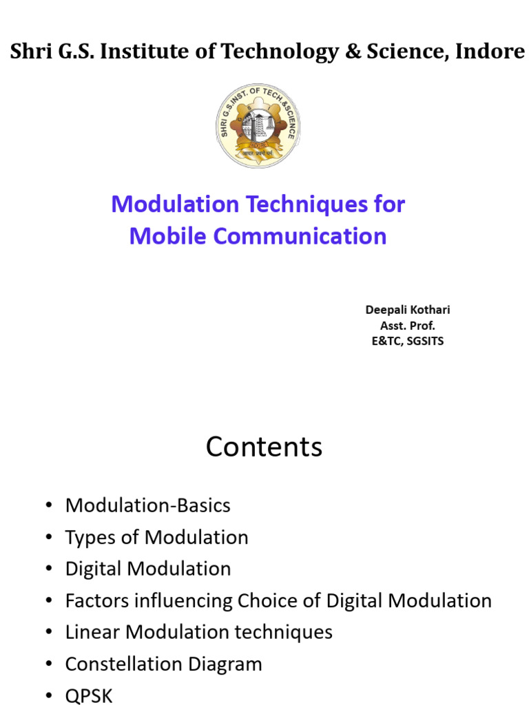 Modulation Techniques For Mobile Radio Comm. | PDF | Telecommunications ...