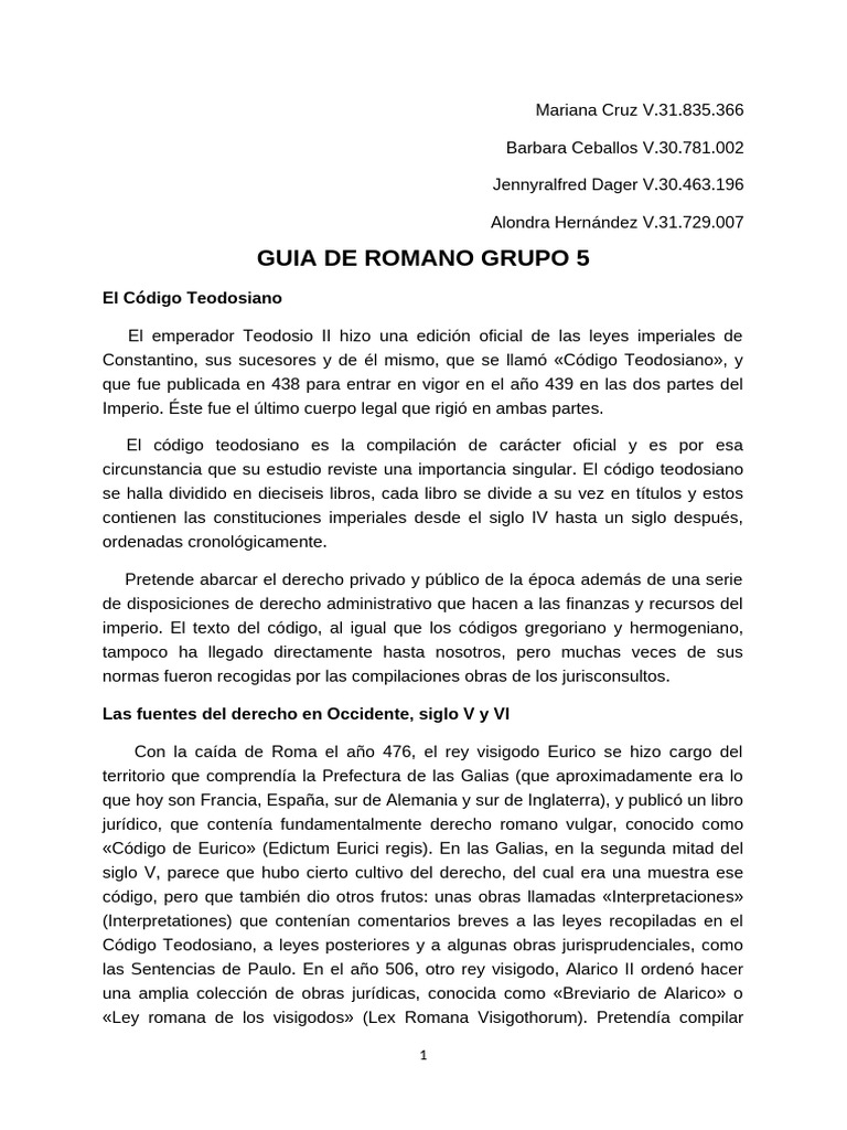 Código Teodosiano y Derecho Romano | PDF | Ley romana | Roma antigua