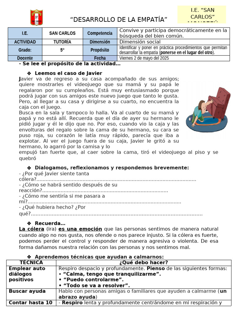 2-5 VIER TUT DESARROLLO DE LA EMPATÍA EQUIPO | PDF | Ira