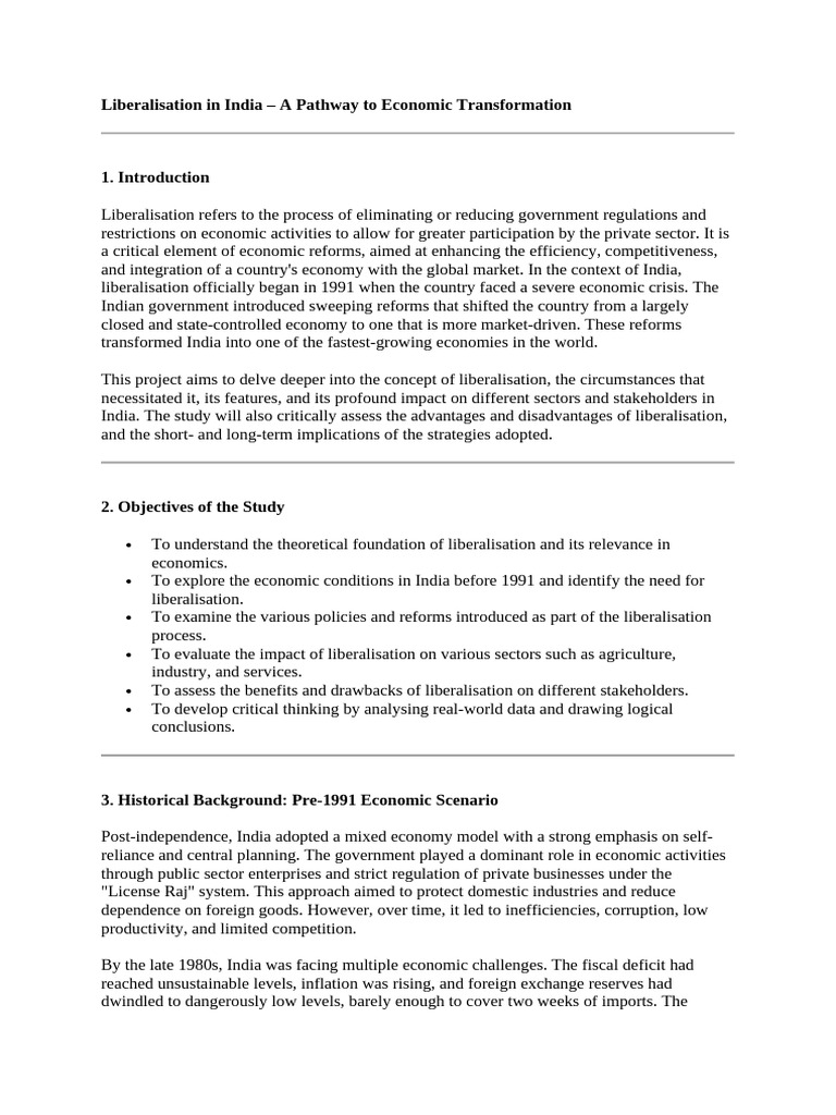 India's Economic Liberalisation Overview | PDF | Structural Adjustment ...
