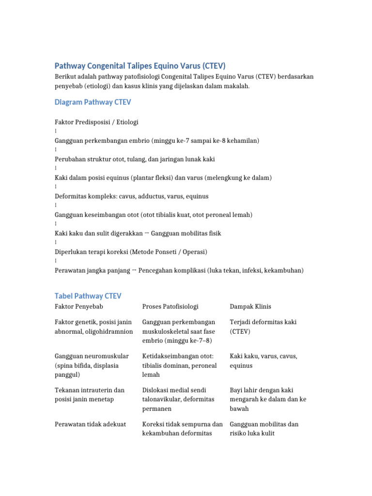 Pathway Patofisiologi CTEV Terperinci | PDF