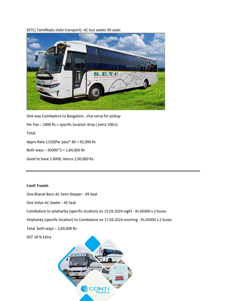 Bus Quatation | PDF