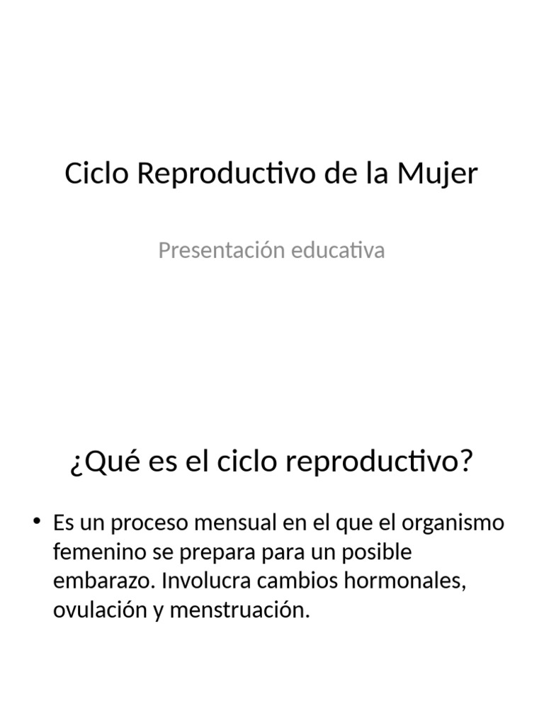 Presentacion Ciclo Reproductivo Mujer | PDF
