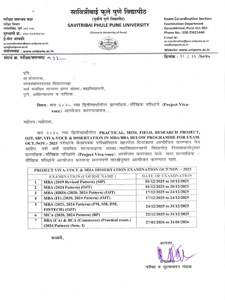 Letter For Practical Viva Exam. For Oct. 2025 - 11112025 | PDF