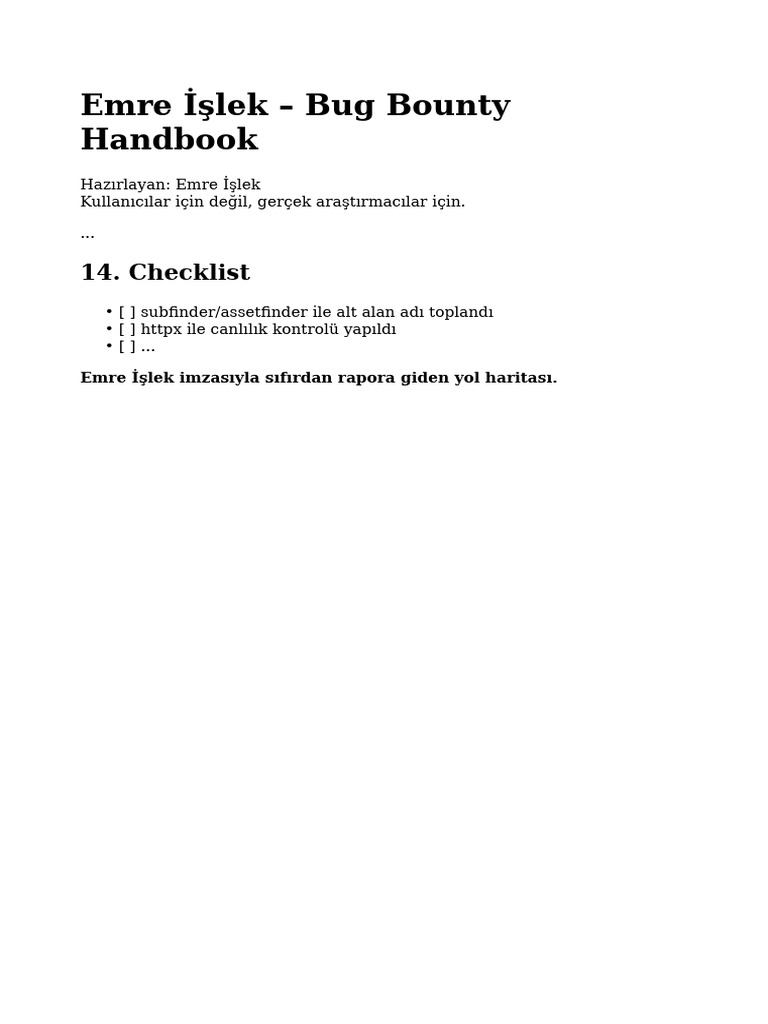 Bug Bounty Handbook Emre Islek | PDF