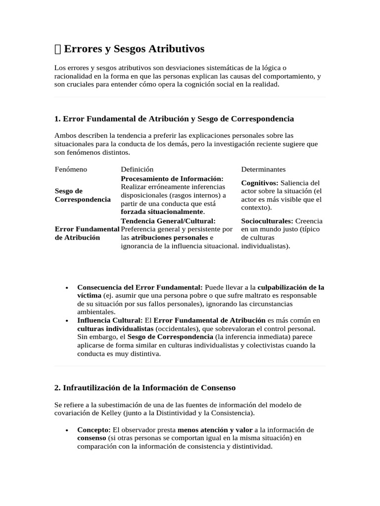 Errores y Sesgos en Atribuciones Sociales | PDF | Parcialidad ...