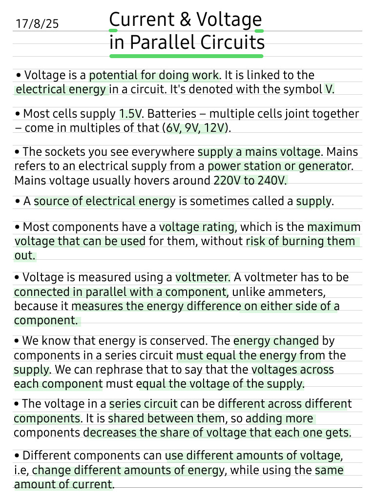 Current & Voltage in Parallel Circuits | PDF