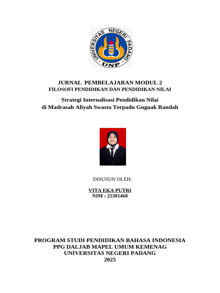 Vita Eka Putri - 25301468 - Strategi Internasisasi Nilai Di Madrasah ...