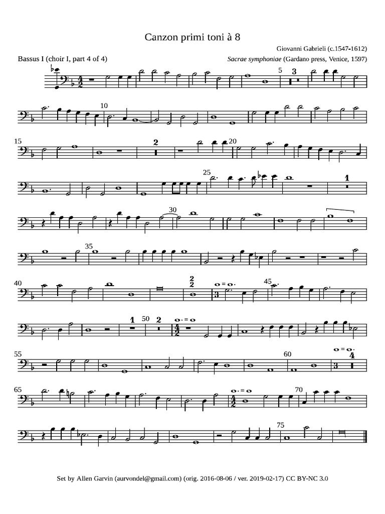 Gabrielli Canzon Primi Toni À 8 Trombone | PDF