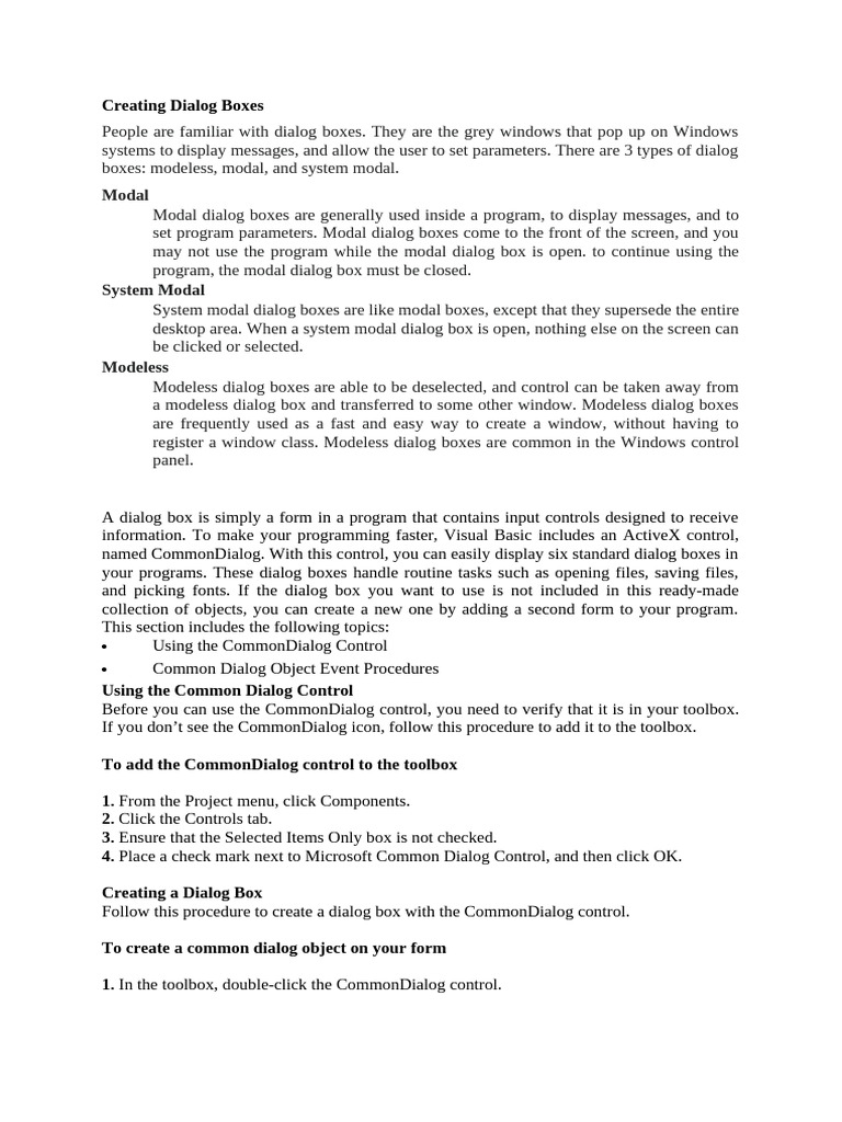 Dialog Boxes and Grid Control | PDF | Dialog Box | Software