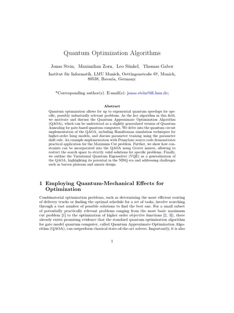 Quantum Approximate Optimization Algorithm | PDF | Quantum Computing ...