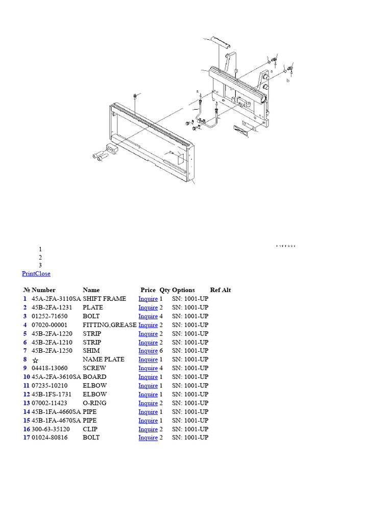 Fsa183-2 S - N 1001-Up - Side Shifter (Frame and Piping) | PDF