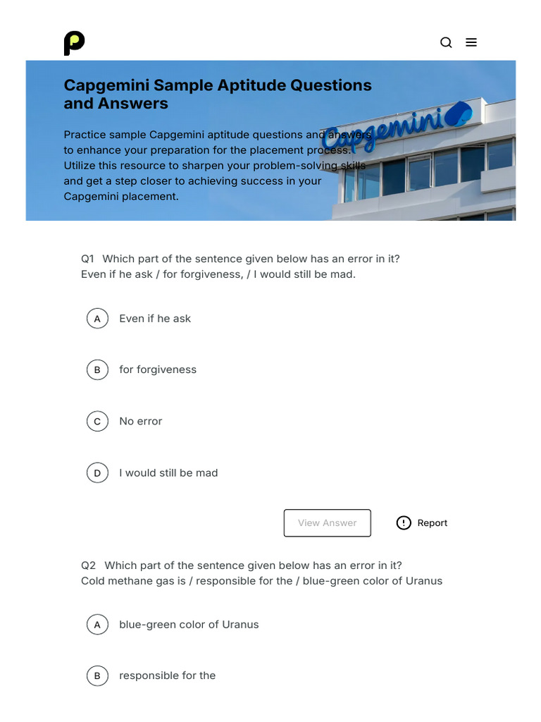 Capgemini Sample Aptitude Questions and Answers | PDF | Mimicry | Nelson Mandela