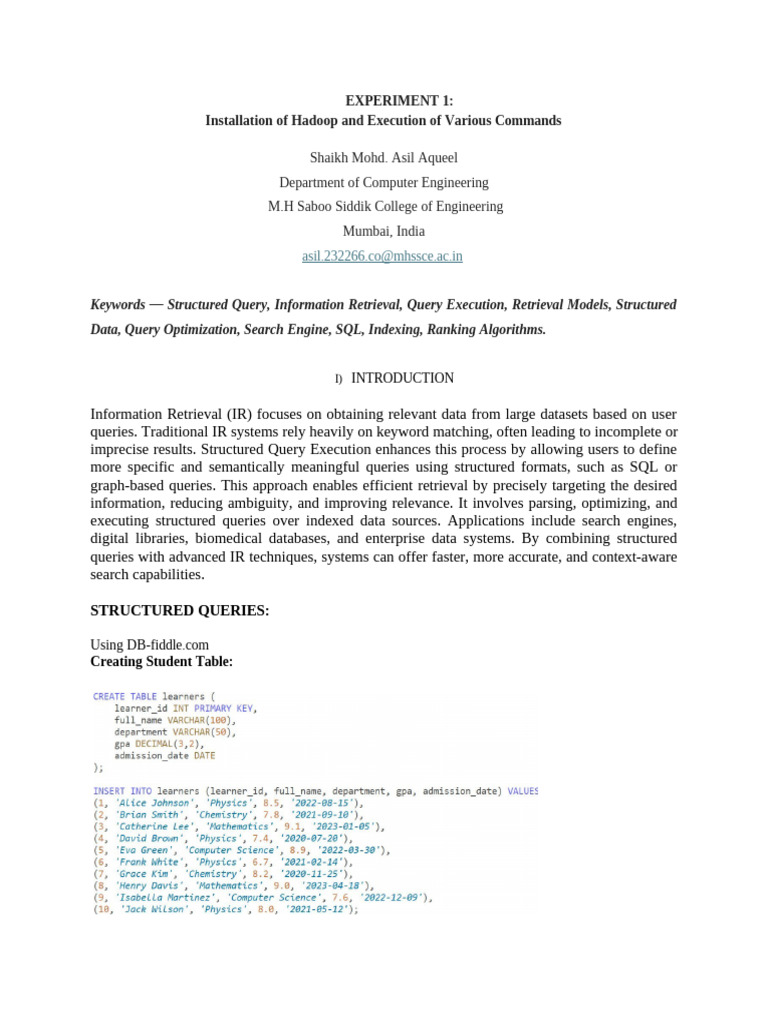 asil ir pract 1 | PDF | Information Retrieval | Databases