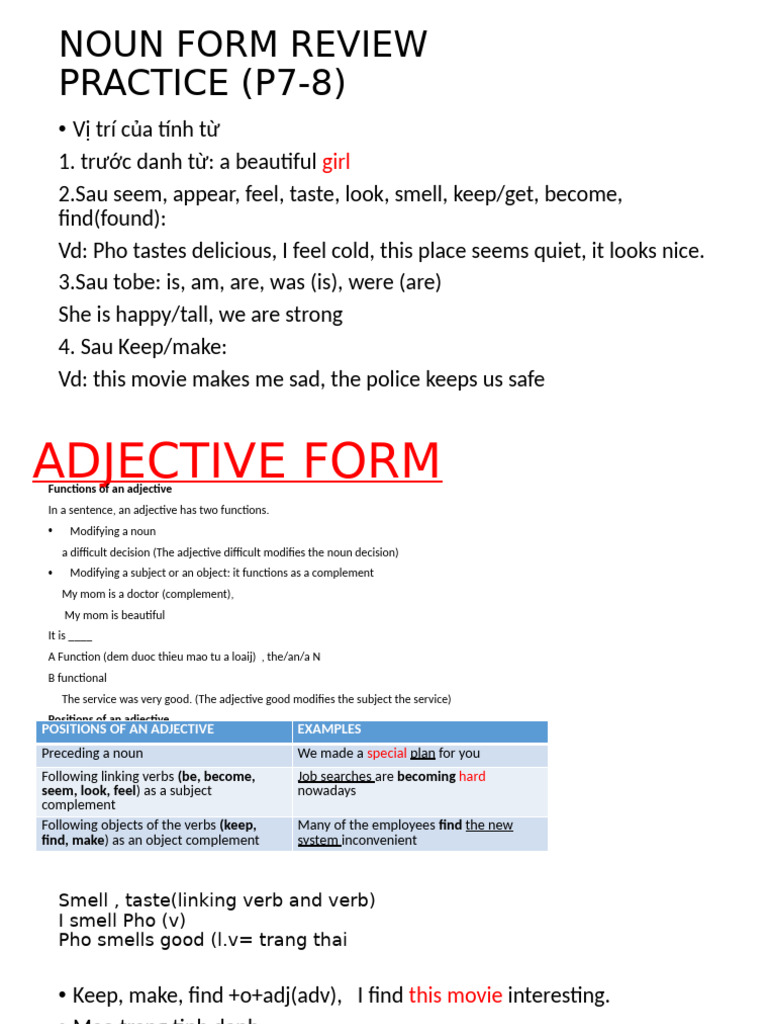 Noun, Adjective, and Adverb Forms Guide | PDF | Adverb | Verb