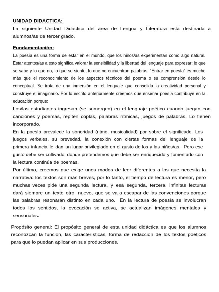 Unidad Didáctica: Introducción a la Poesía | PDF | Poesía