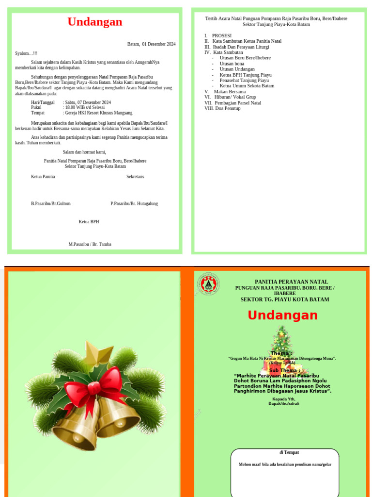 Undangan Natal Raja Pasaribu | PDF