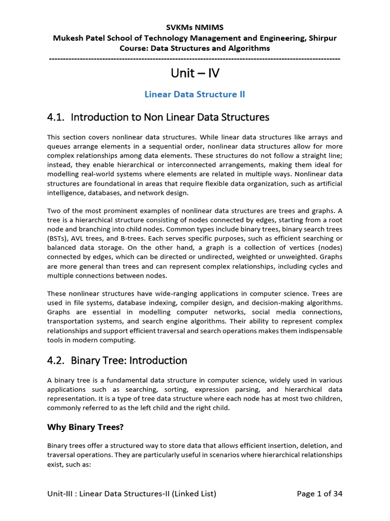 DSA Notes Unit IV Tree | PDF | Algorithms And Data Structures ...