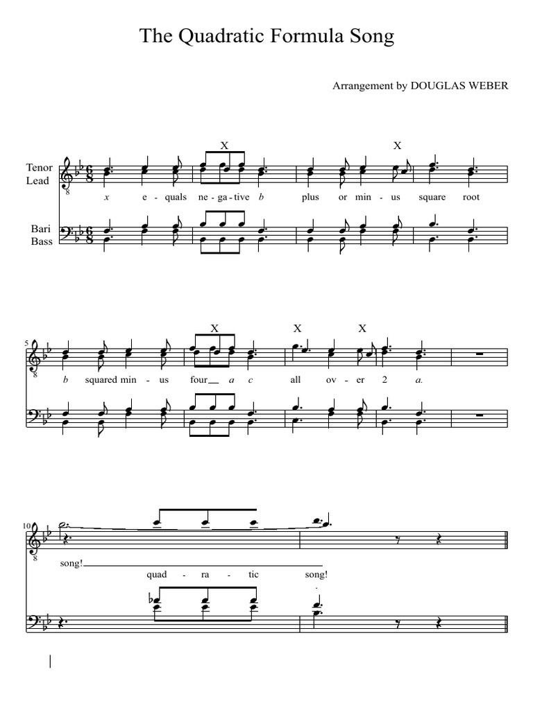 The Quadratic Formula Song | PDF