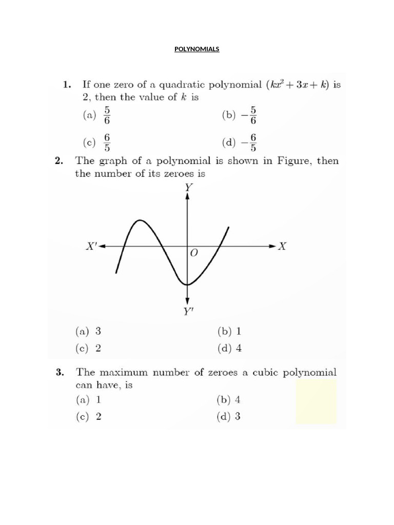 Polynomials Questions | PDF