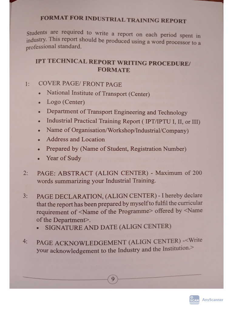 Format For Industrial Training Report | PDF