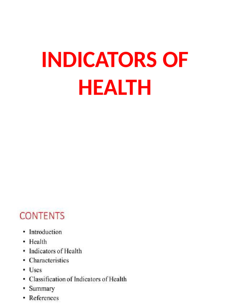 Indicators of Health | PDF
