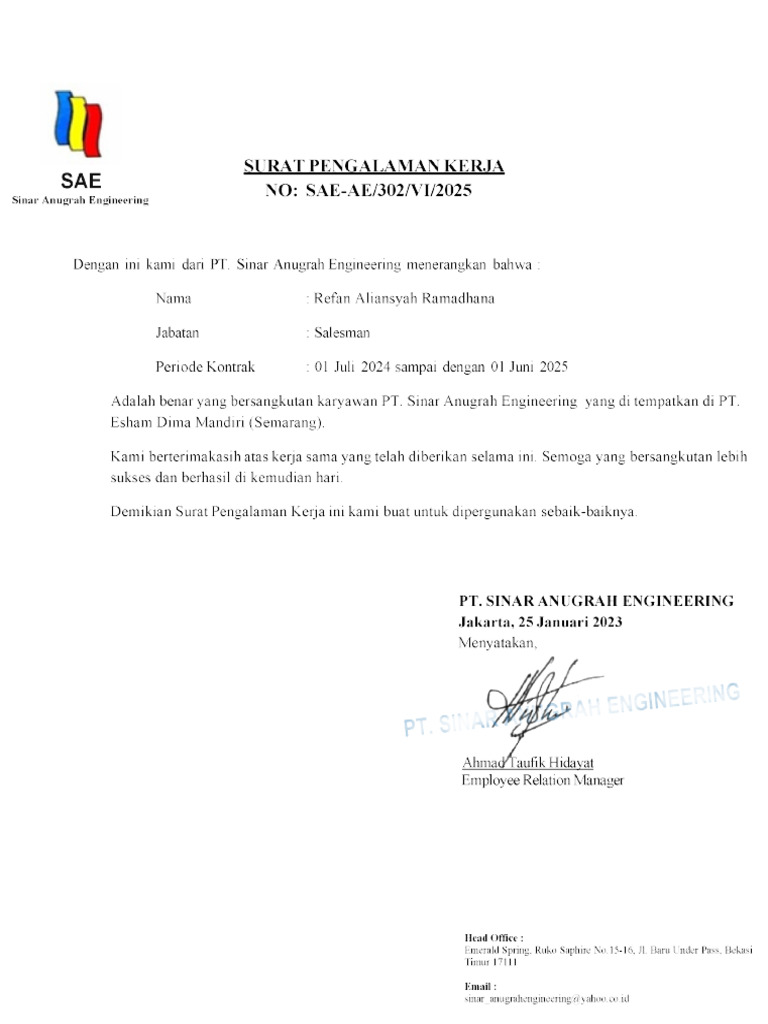 PT. Sinar Anugrah Engineering | PDF