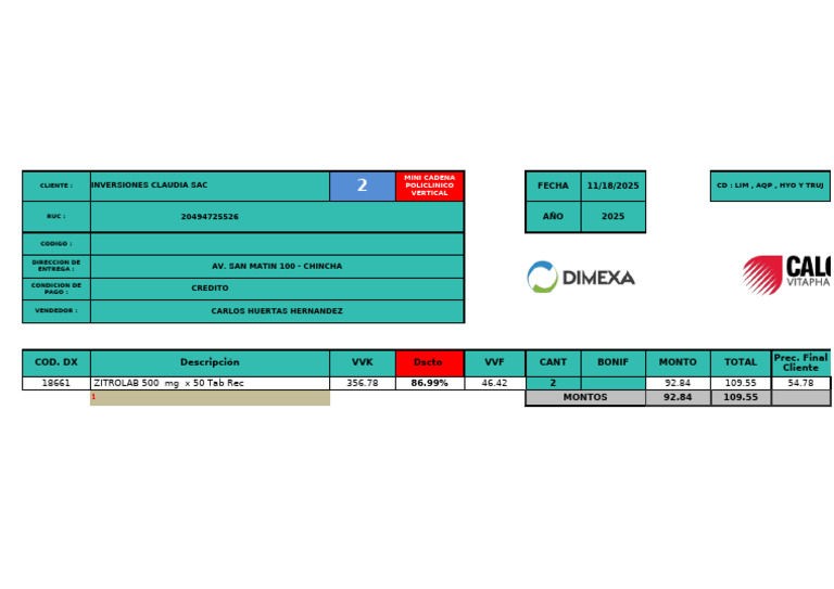 Factura de Inversiones Claudia SAC 2025 | PDF
