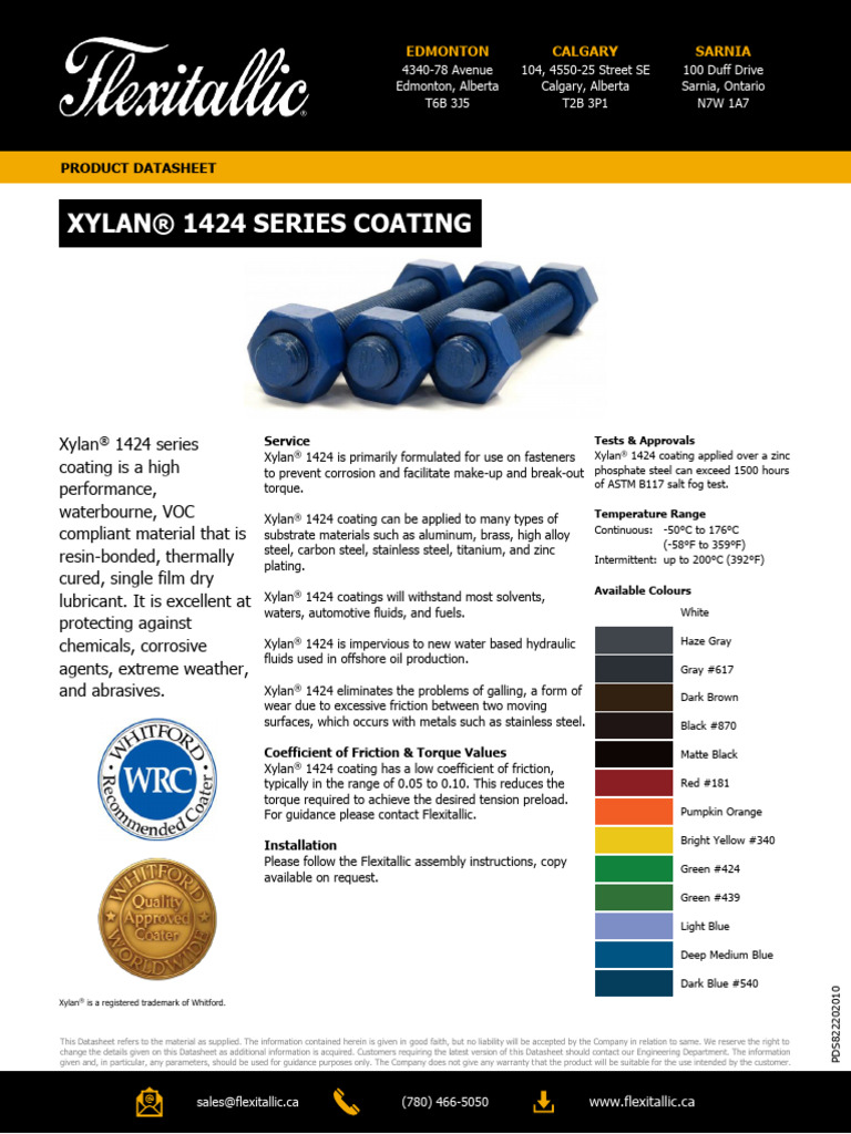 Xylan® 1424 Coating Product Datasheet | PDF | Corrosion | Steel