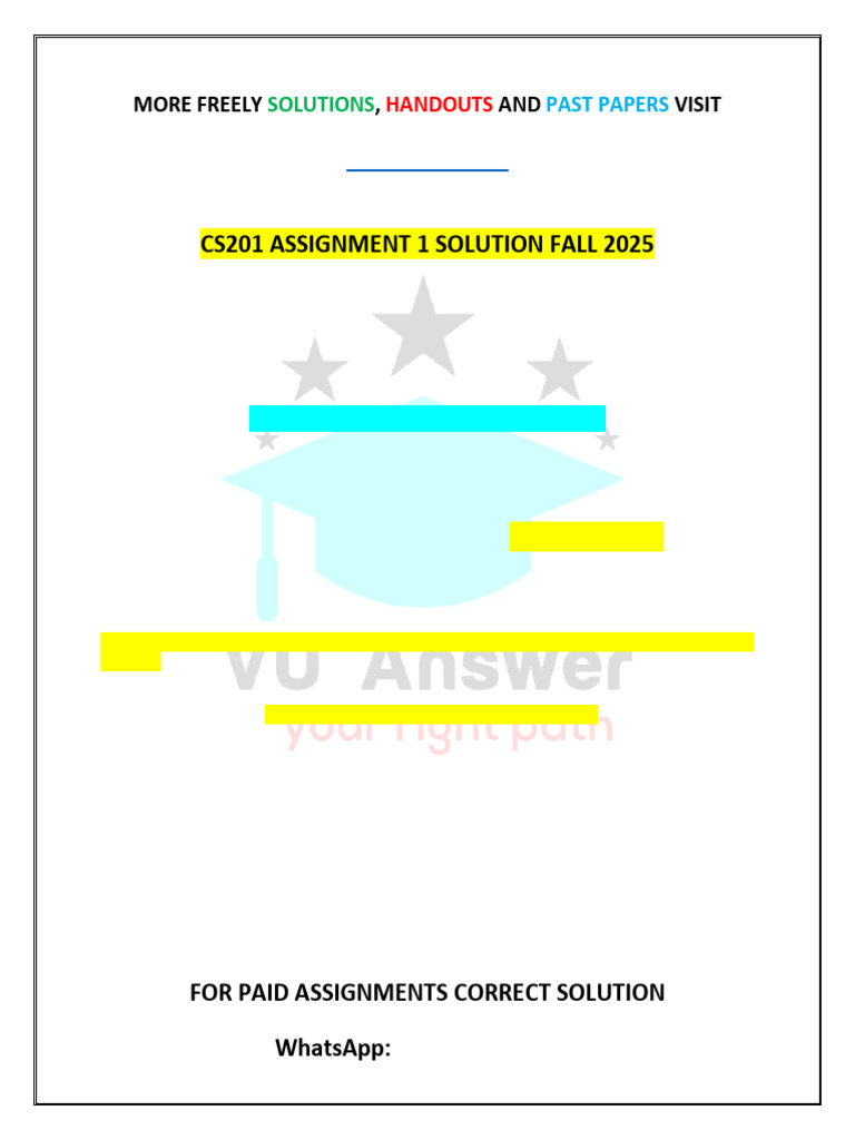 CS201 Assignment 1 Correct Solution Fall 2025 | PDF | Software ...
