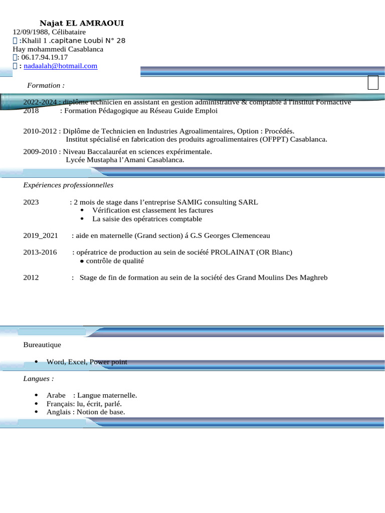 Parcours de Najat EL AMRAOUI en gestion | PDF