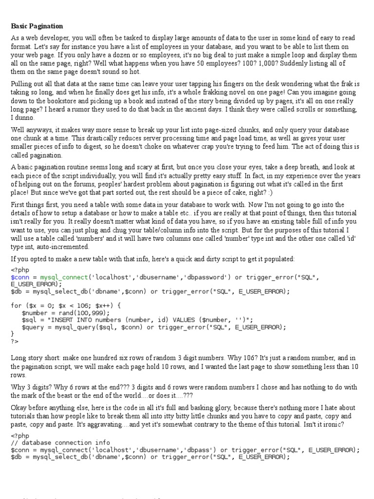 Basic Pagination Pdf Microsoft Sql Server Computer Data