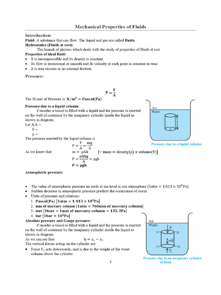 Mechanical Properties of Fluids | PDF