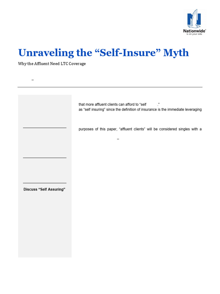 Unraveling The Self Insure Myth Why Affluent Need LTC Coverage | PDF ...