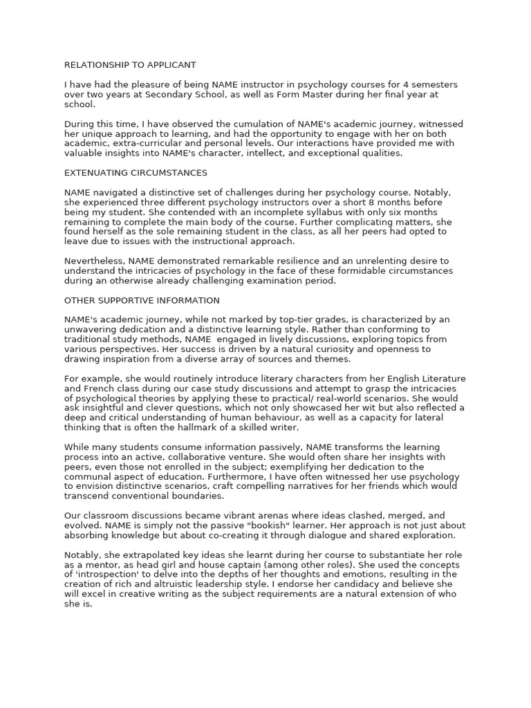 Reference Letter Template | PDF | Learning | Psychology